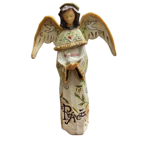 Source Unknown | Holiday | Vintage Handcrafted Wooden Peace Angel With ...